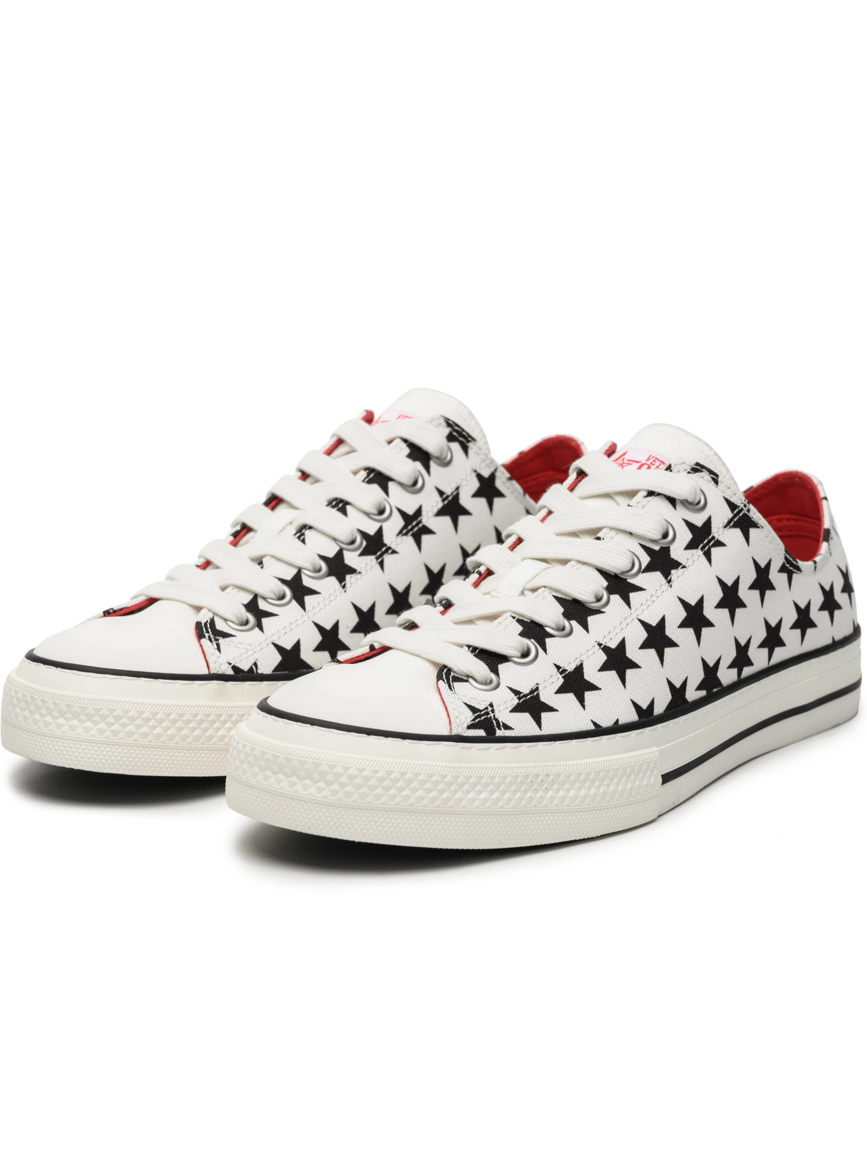 VETERANBOI white and red contrasting colors full of stars canvas shoes ...