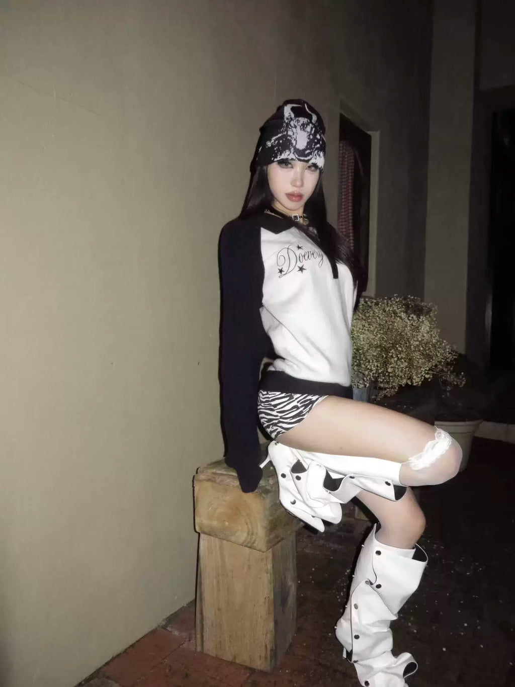 DETW Vintage Contrasting Print Knitted Sweater – OPTIONQAAF