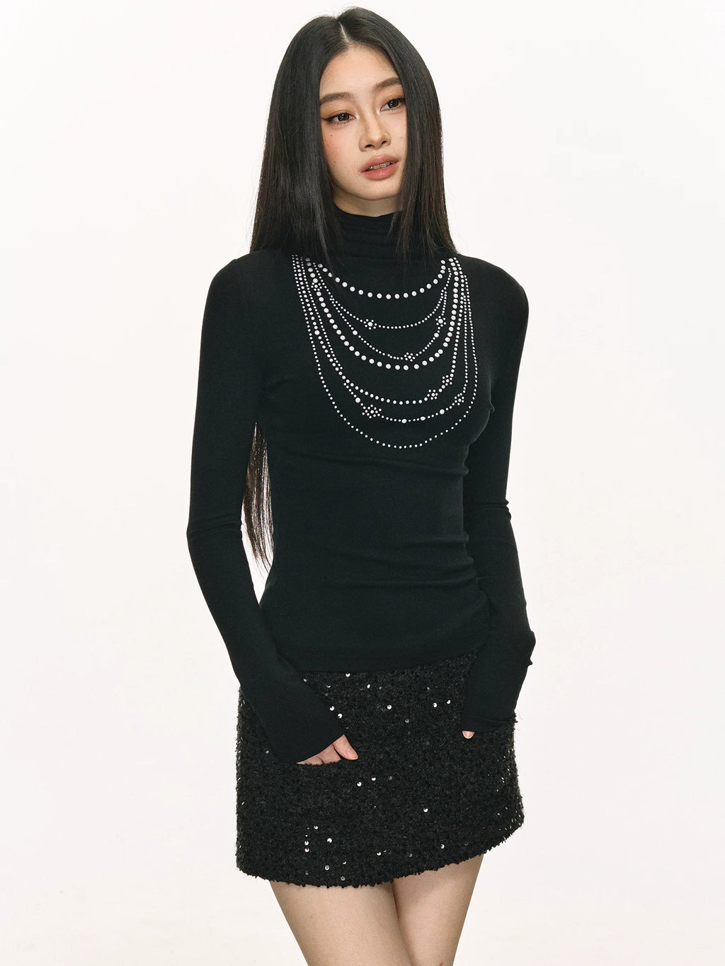 Anna Aneae Turtleneck Hot Diamond Slim Slim Long Sleeves – OPTIONQAAF