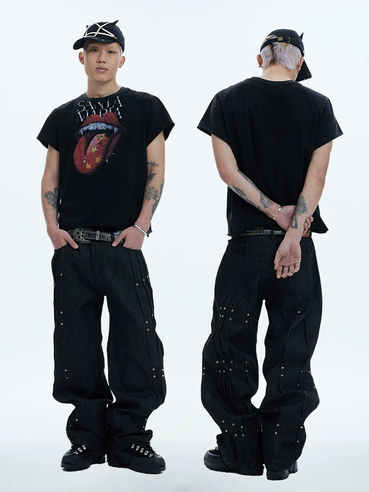 DND4DES Large Tongue Print Curled Shoulder Tee – OPTIONQAAF