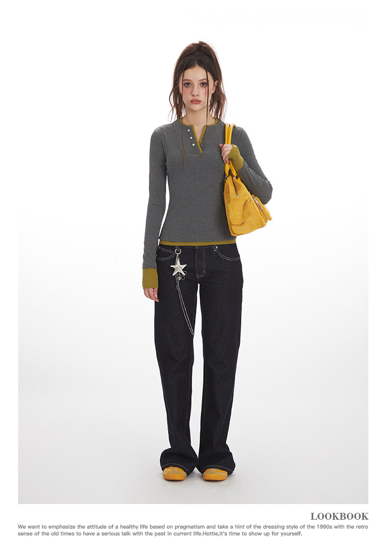 HeyHenry Fake Two Pieces Vintage Slim Skinny Long Sleeves – OPTIONQAAF