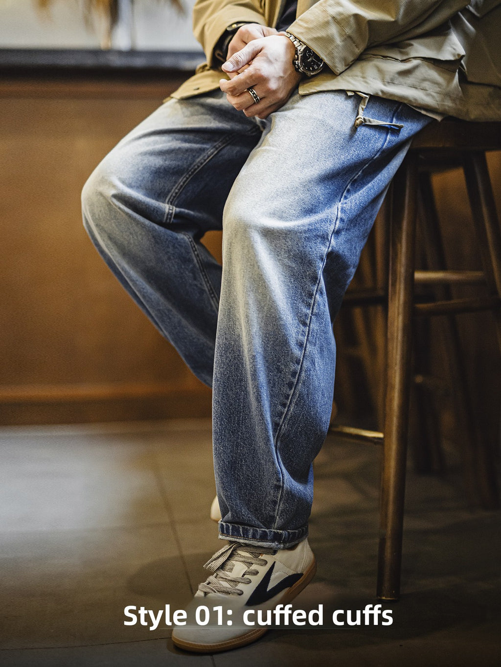 Madden Tooling American Casual Washed Jeans Retro Cat Whiskers White ...