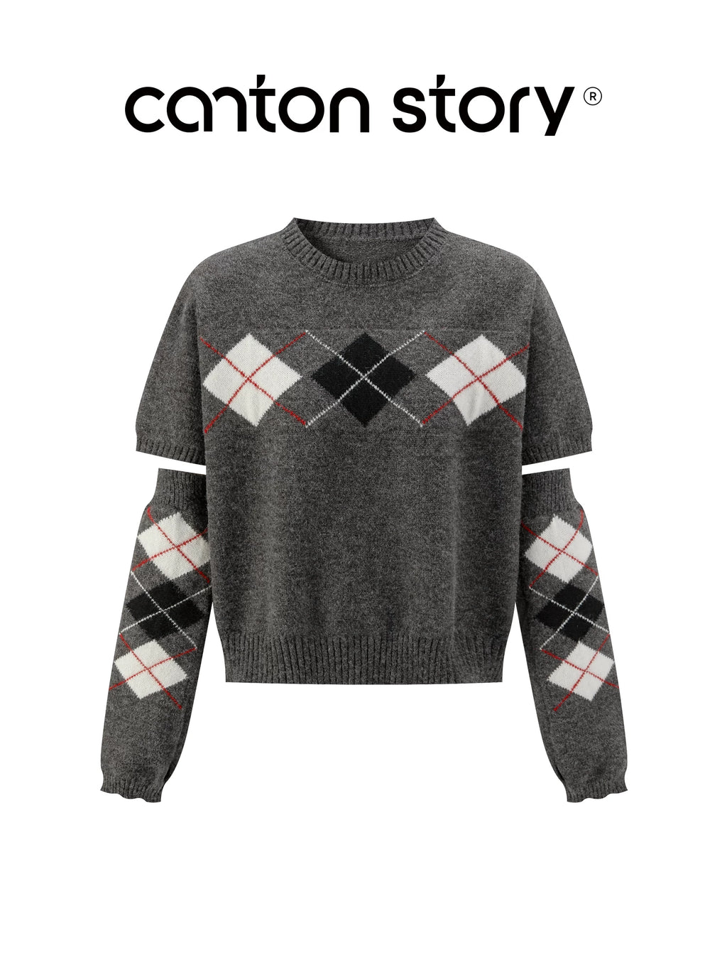 Cantonstory Korean Retro Diamond Sleeve Knitted Sweater – OPTIONQAAF